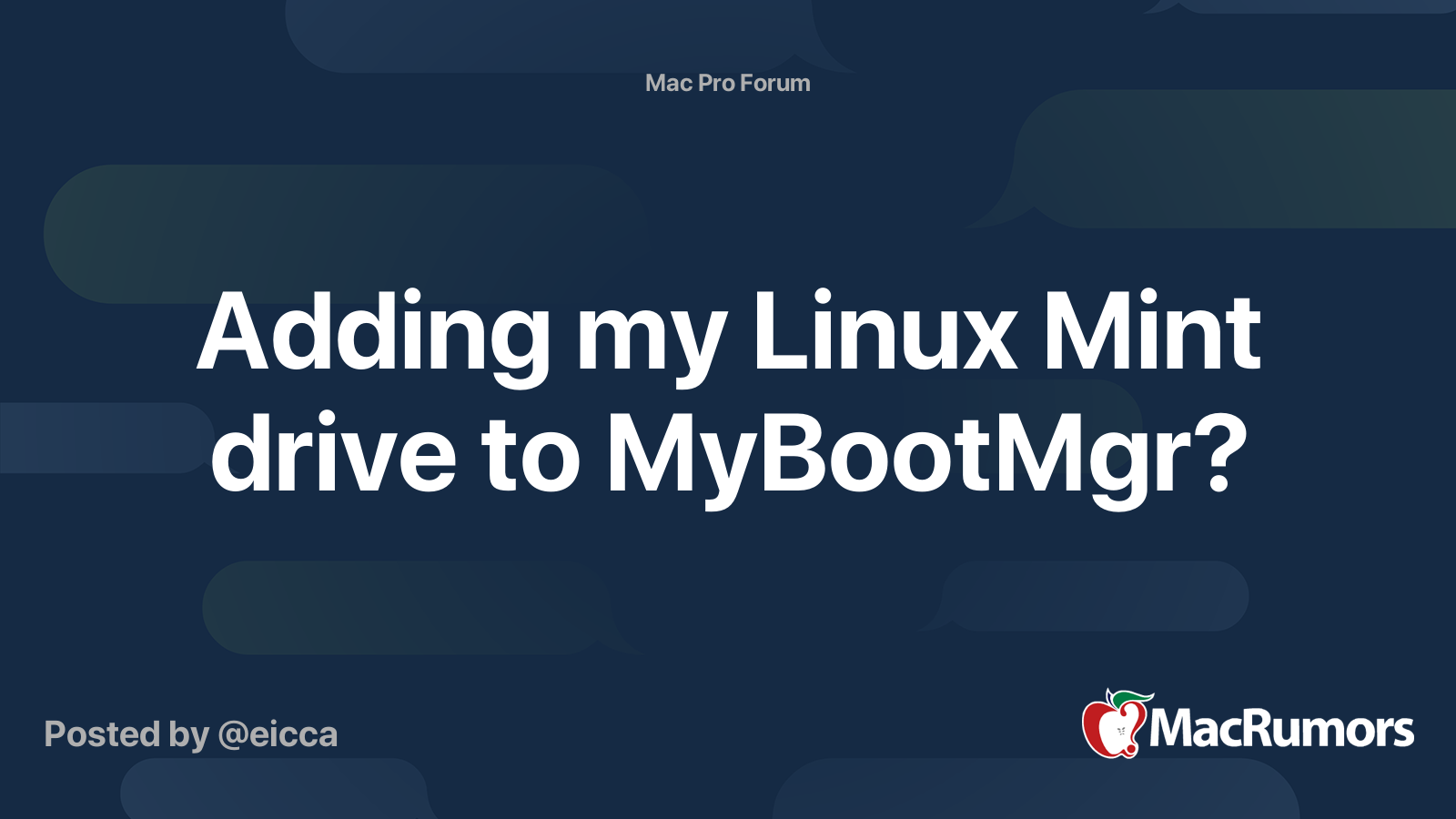 Adding my Linux Mint drive to MyBootMgr? | MacRumors Forums