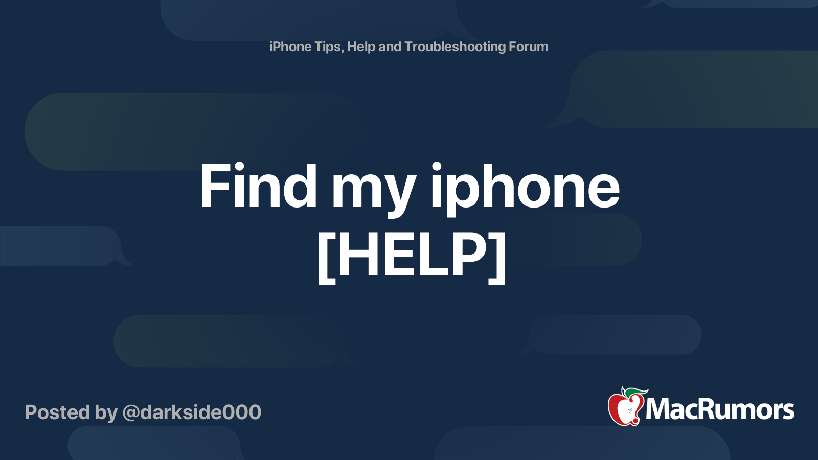 Find my iphone [HELP] | MacRumors Forums