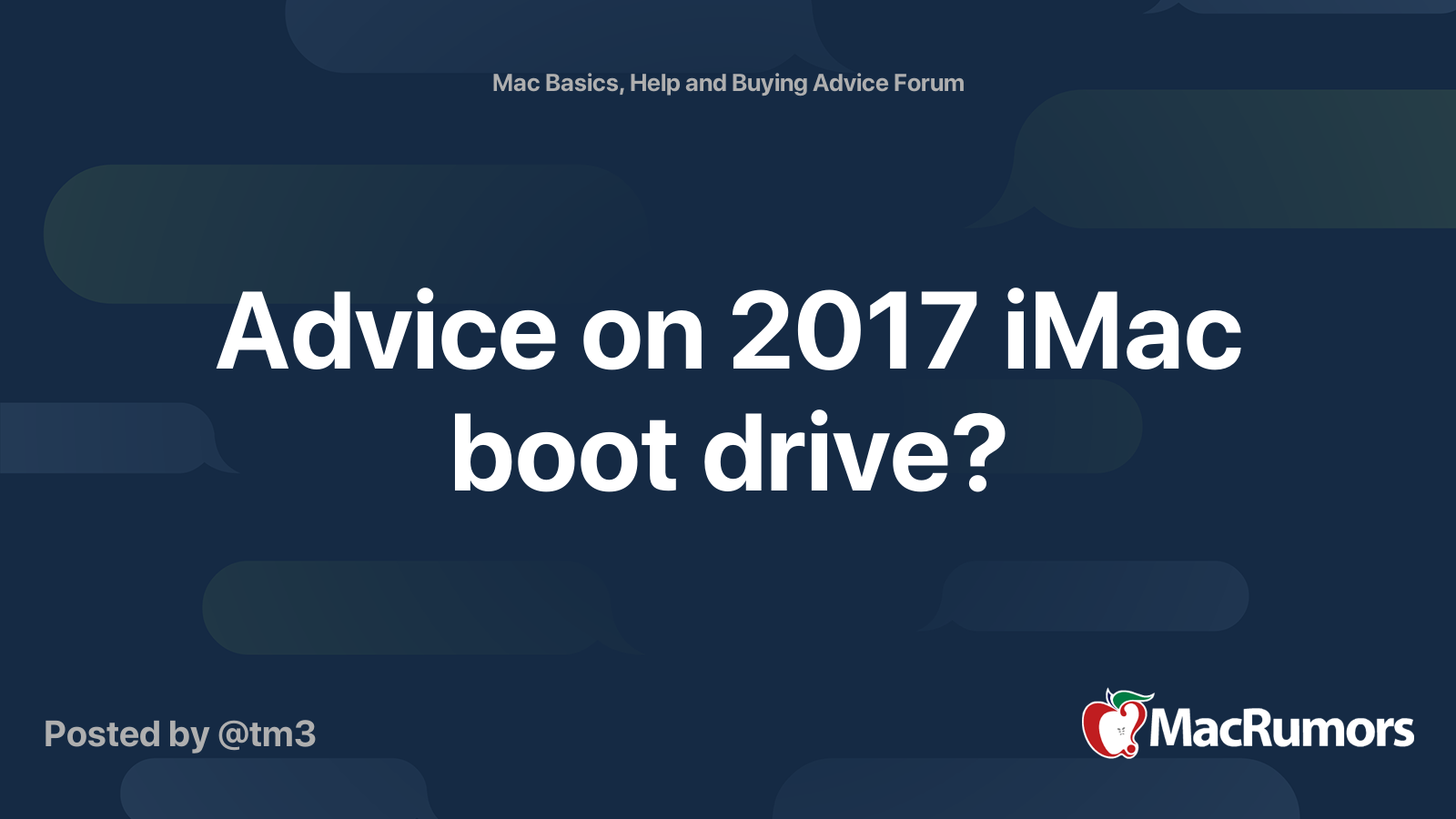Advice on 2017 iMac boot drive? | MacRumors Forums