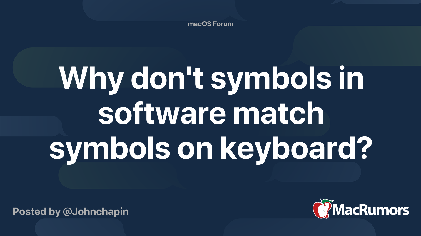 Why don't symbols in software match symbols on keyboard? | MacRumors Forums