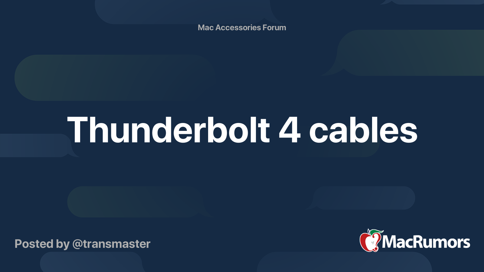 Thunderbolt 4 cables | MacRumors Forums