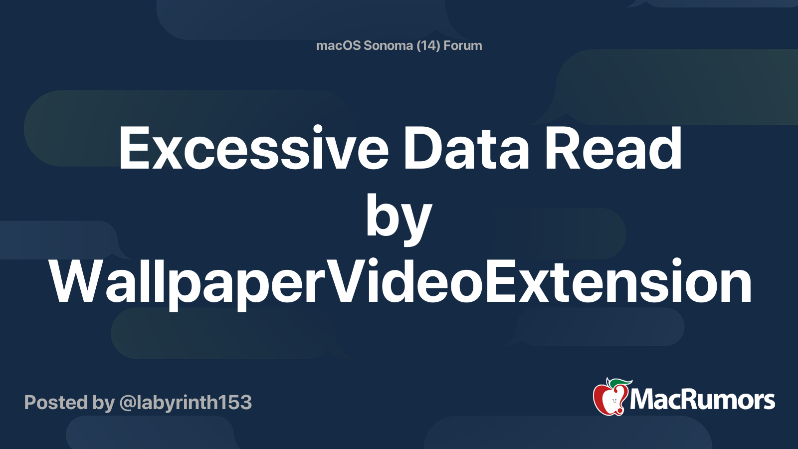 Excessive Data Read by WallpaperVideoExtension | MacRumors Forums