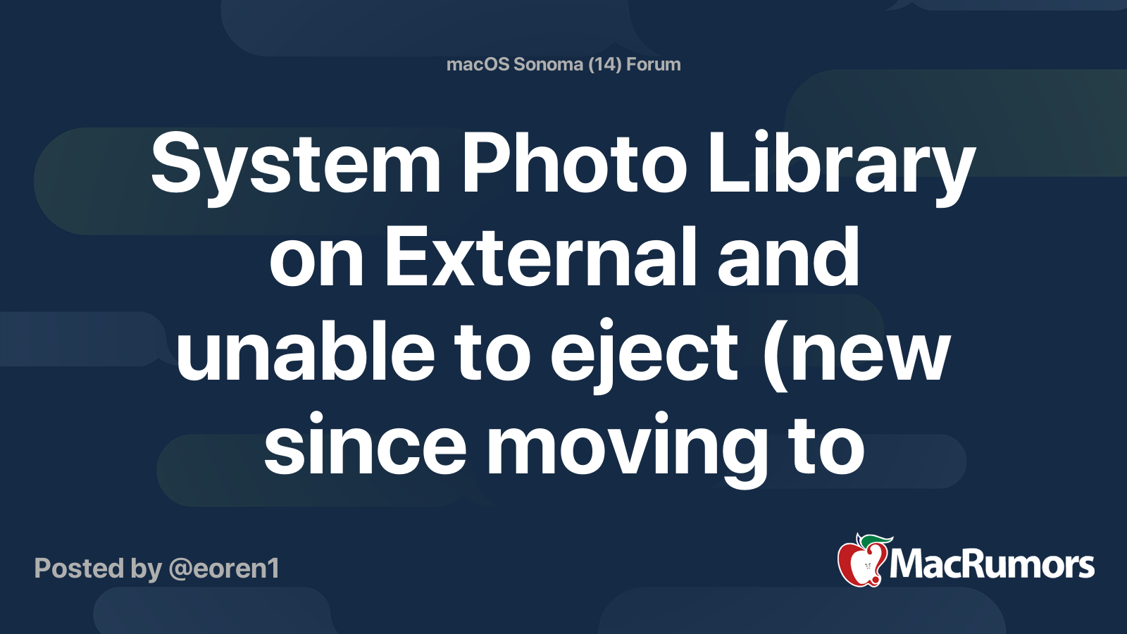 System Photo Library on External and unable to eject (new since moving to Sonoma) | MacRumors Forums