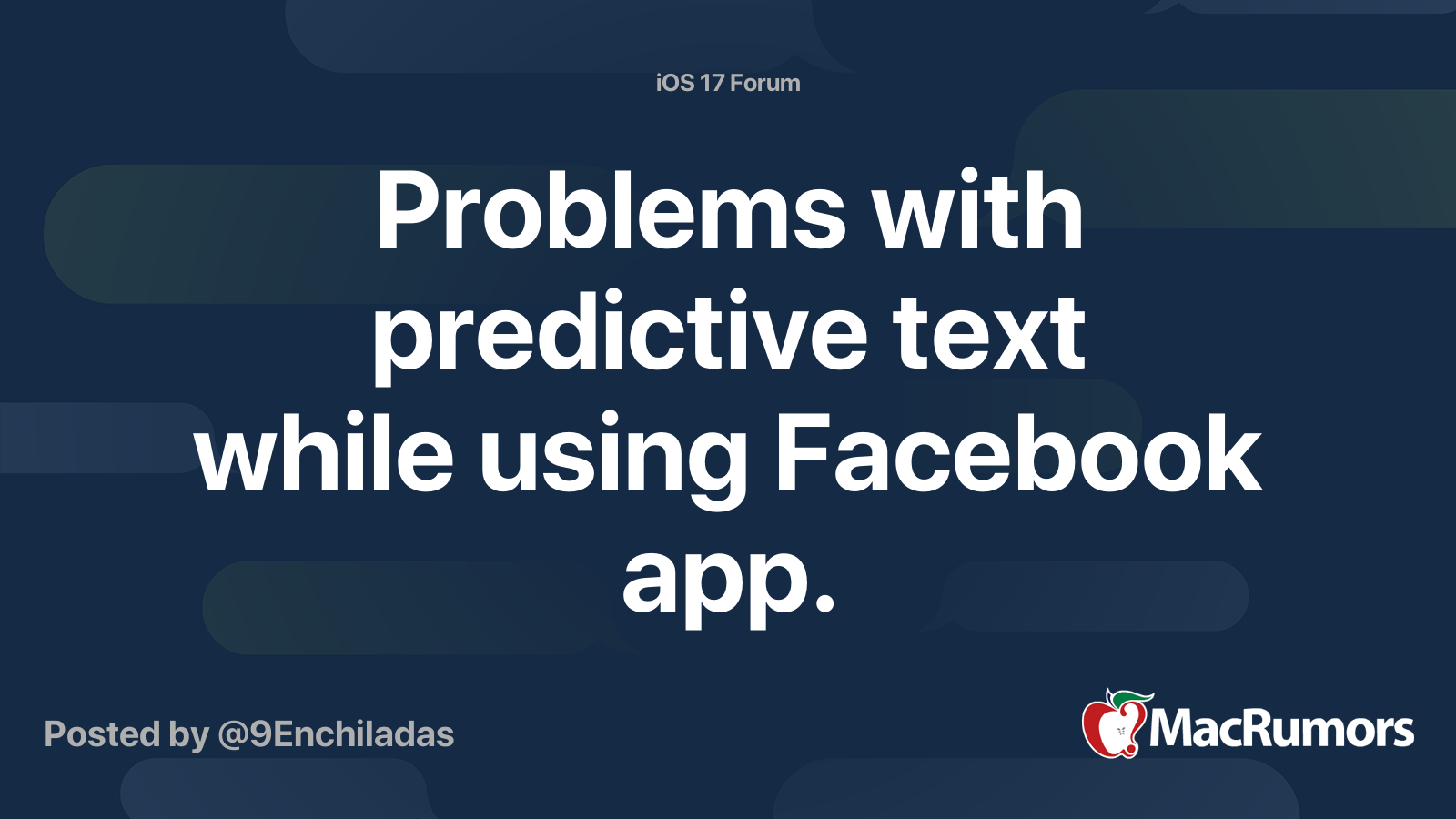 Problems with predictive text while using Facebook app. | MacRumors Forums