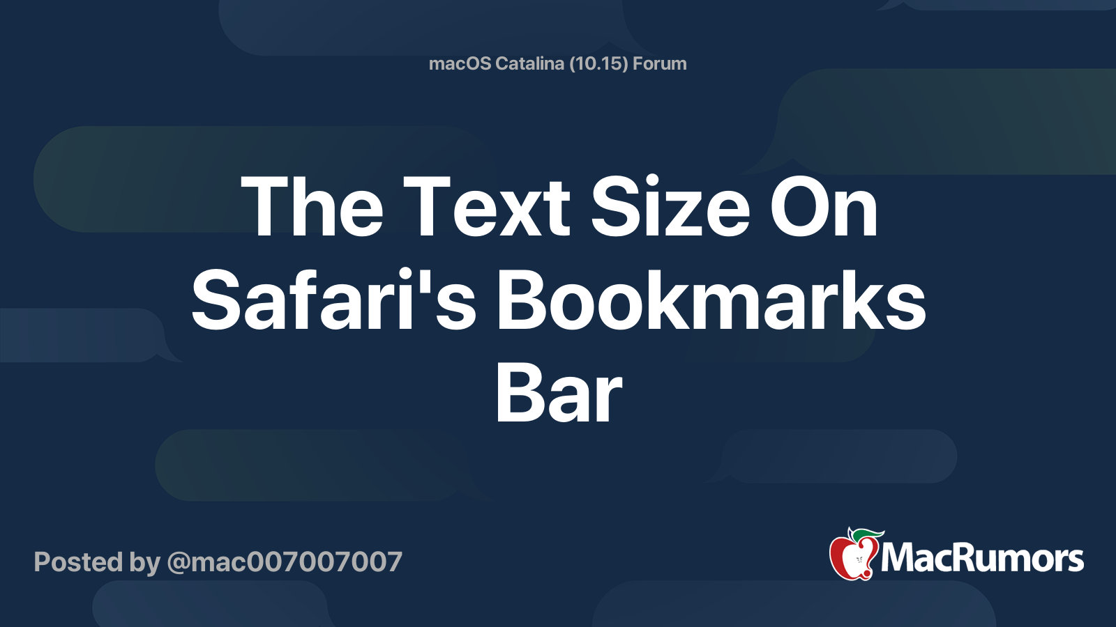 The Text Size On Safari's Bookmarks Bar | MacRumors Forums