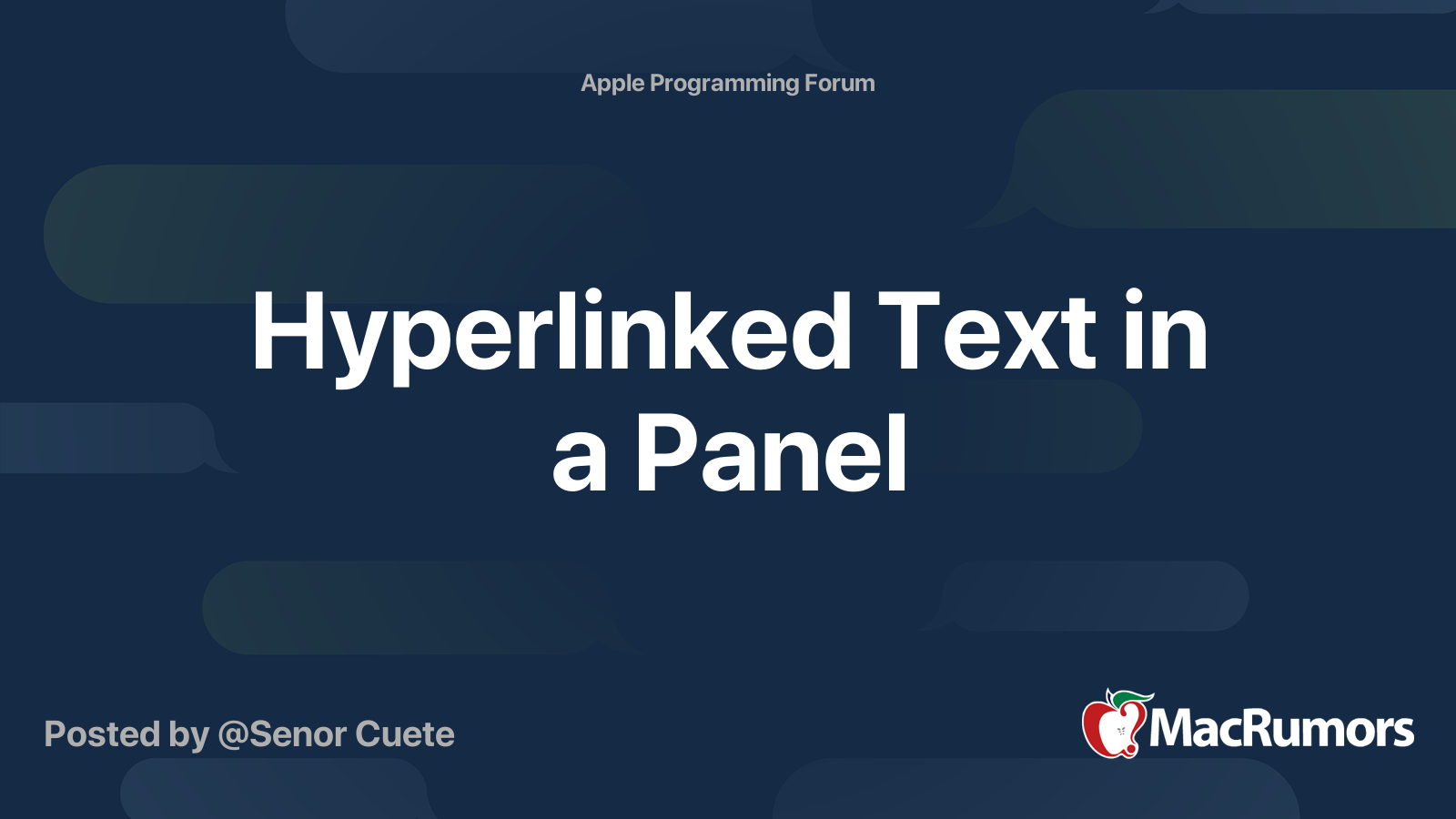 Hyperlinked Text in a Panel | MacRumors Forums