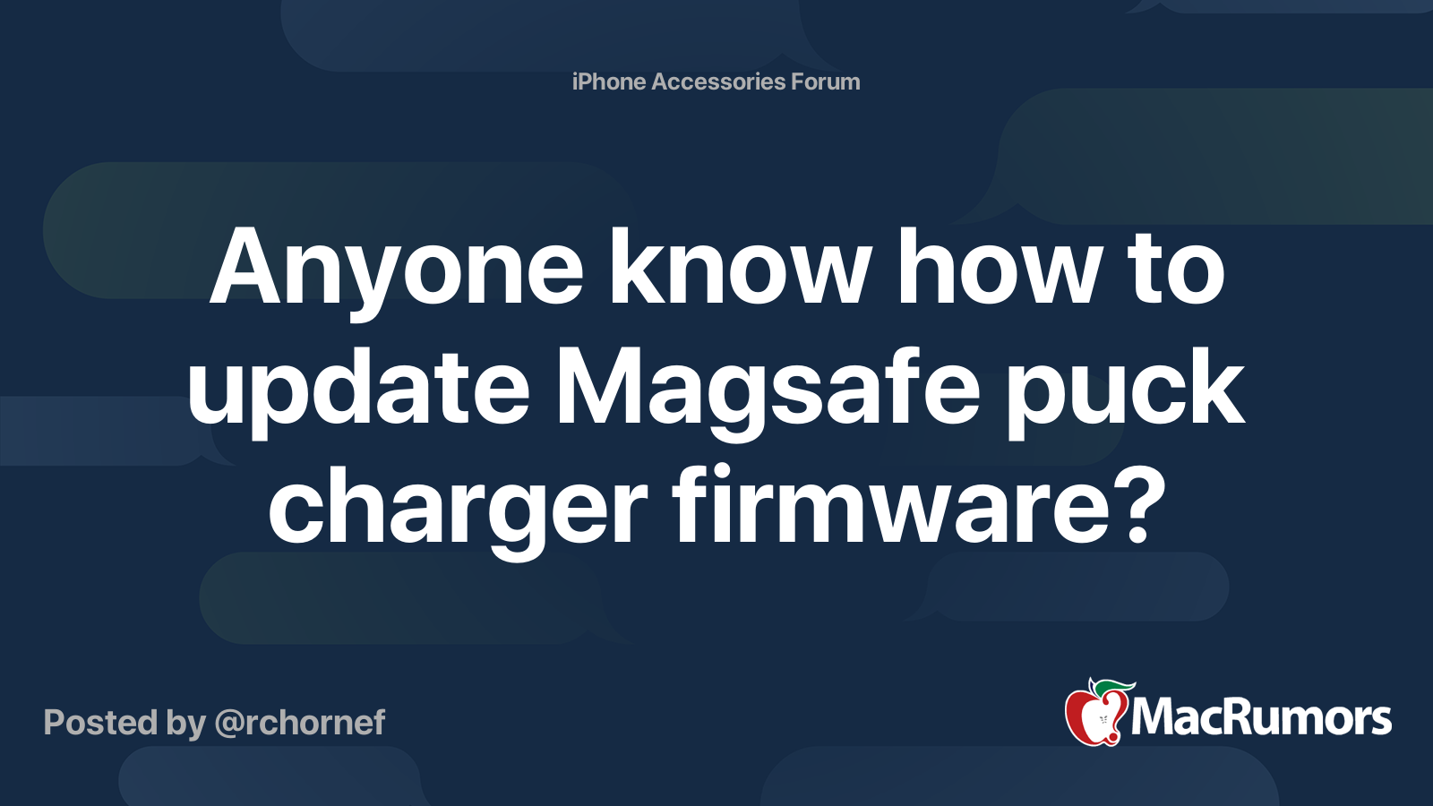 Anyone know how to update Magsafe puck charger firmware? | MacRumors Forums