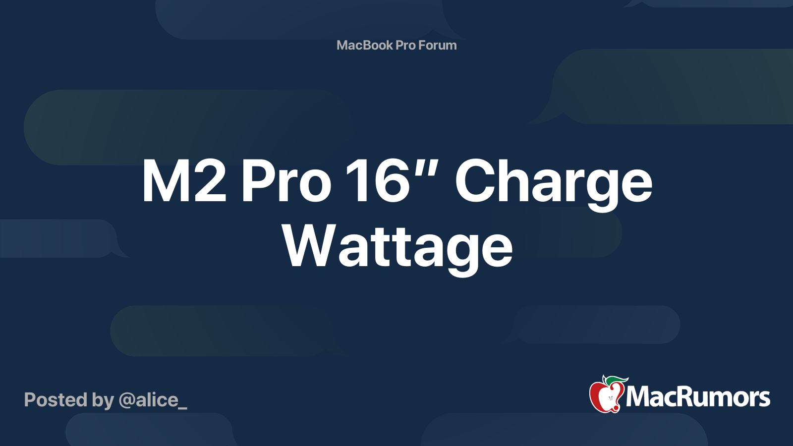 M2 Pro 16” Charge Wattage | MacRumors Forums
