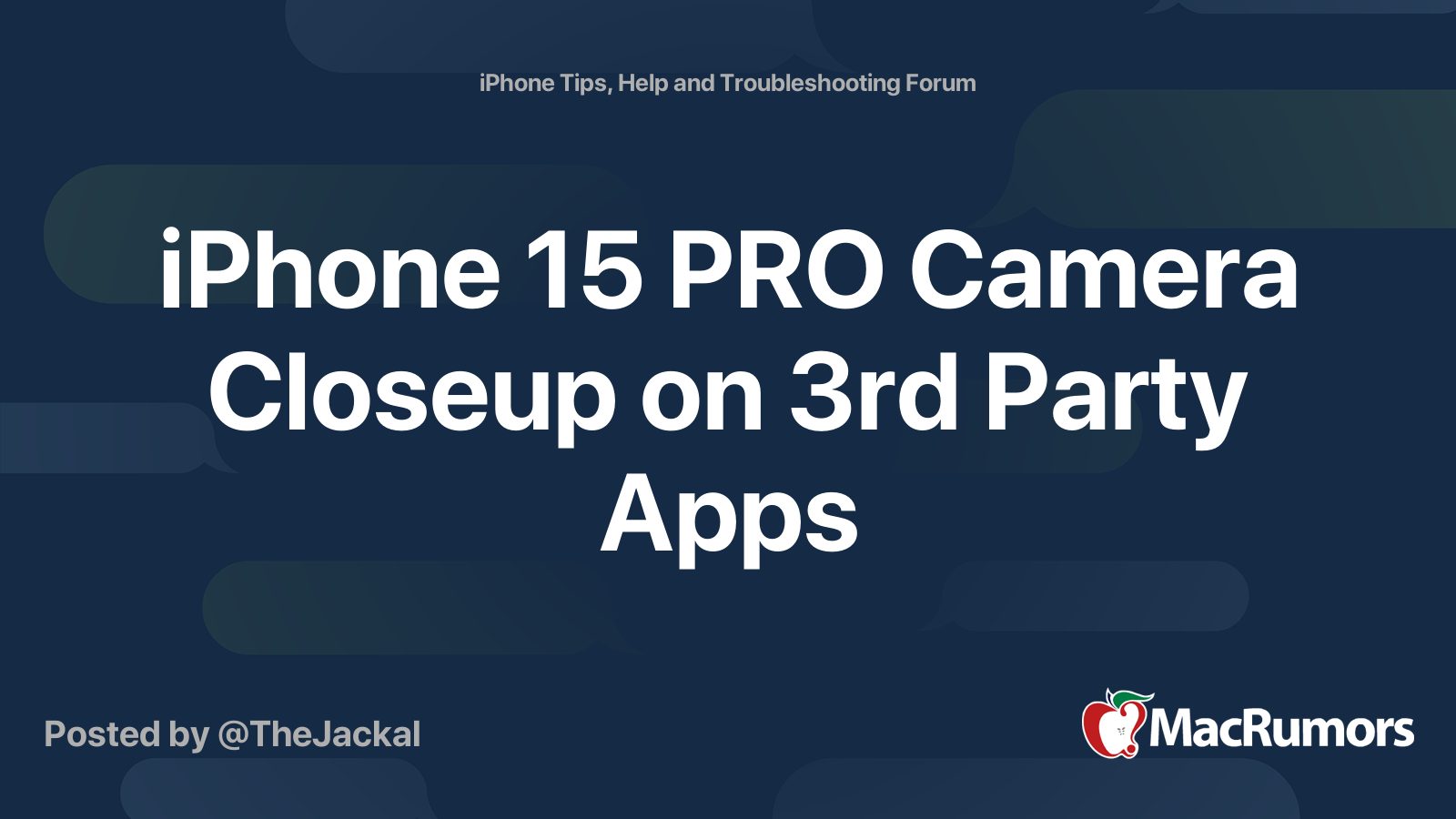 iPhone 15 PRO Camera Closeup on 3rd Party Apps | MacRumors Forums