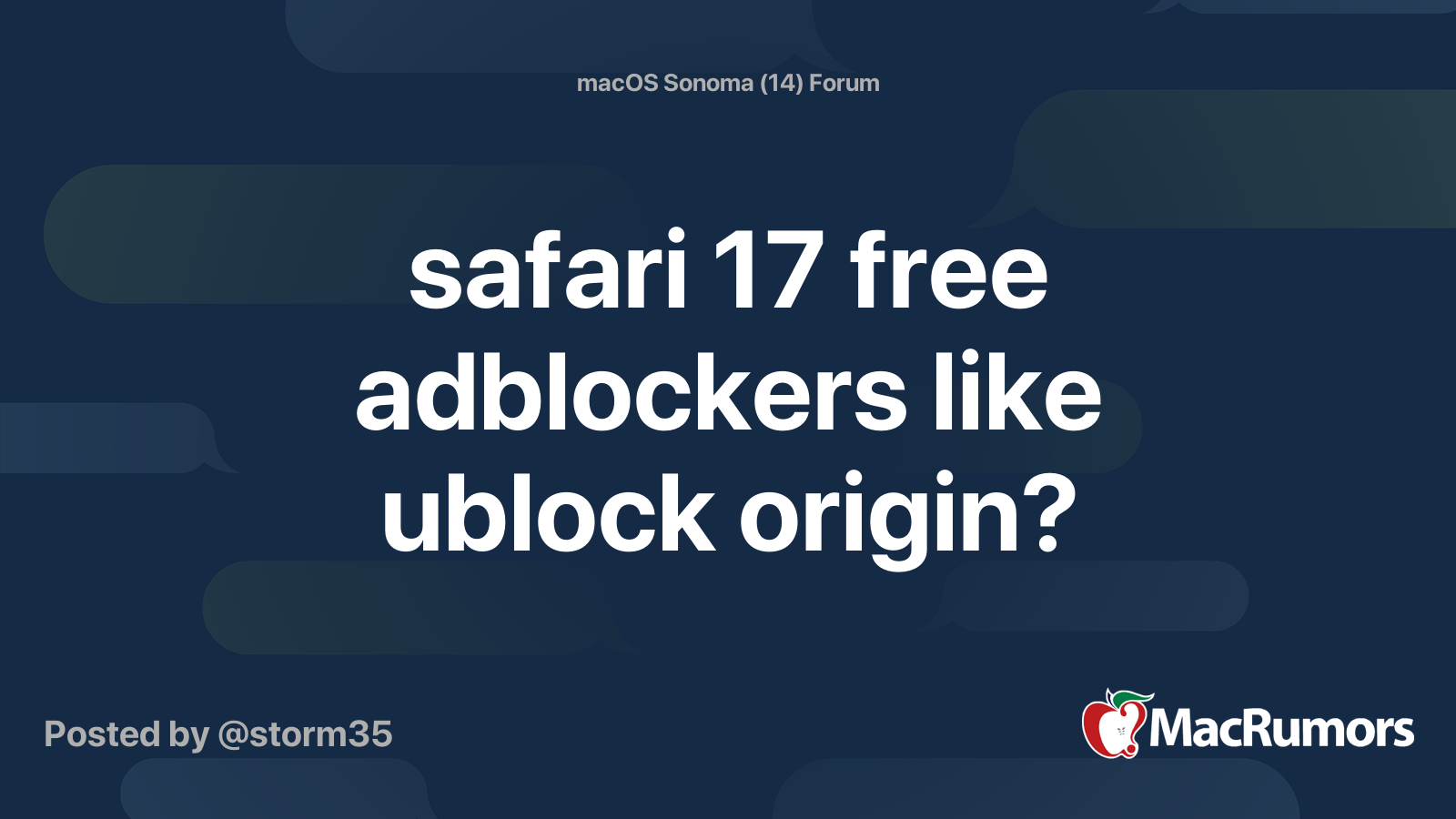 safari 17 free adblockers like ublock origin? | MacRumors Forums