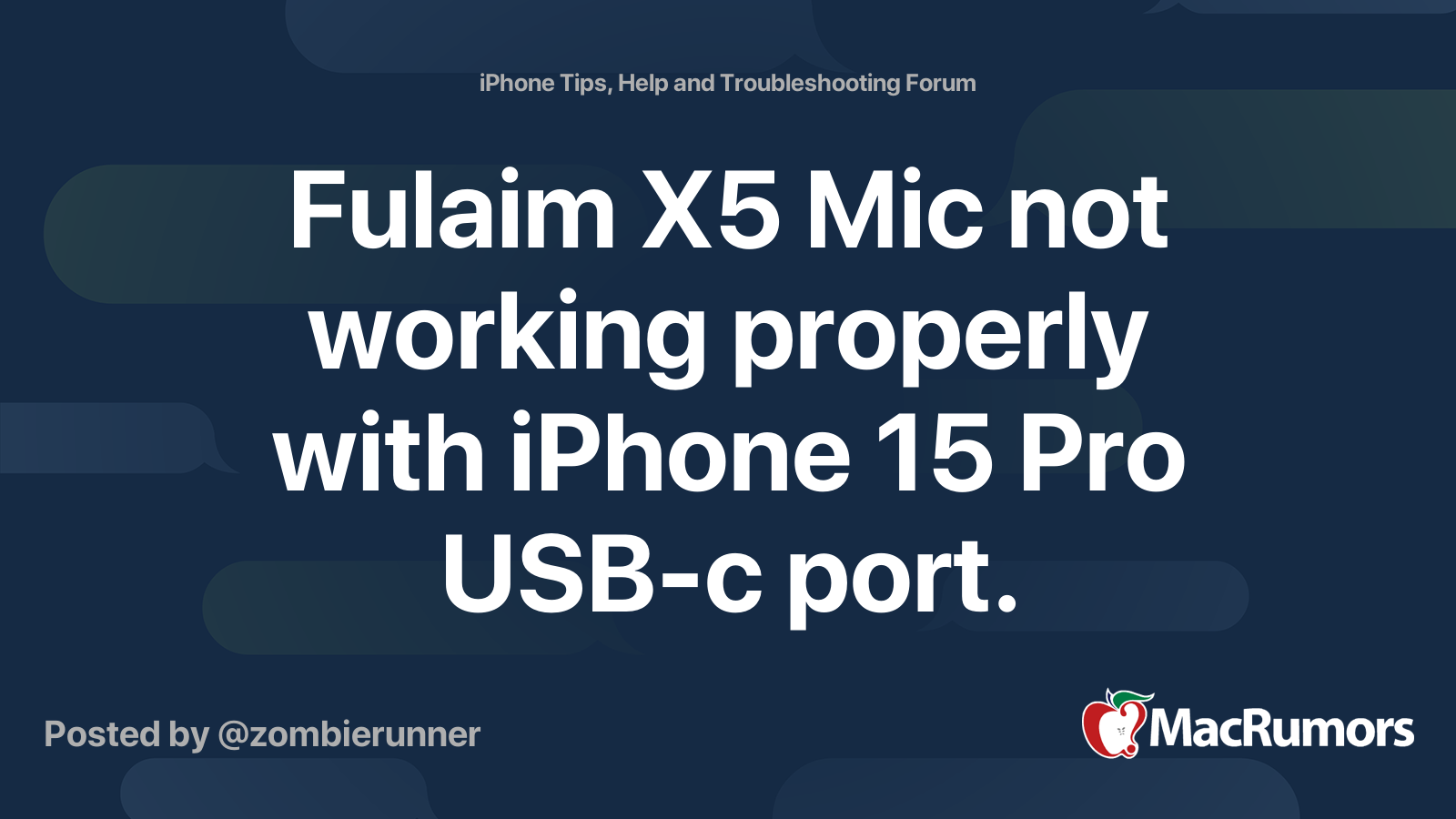 Fulaim X5 Mic not working properly with iPhone 15 Pro USB-c port. | MacRumors Forums