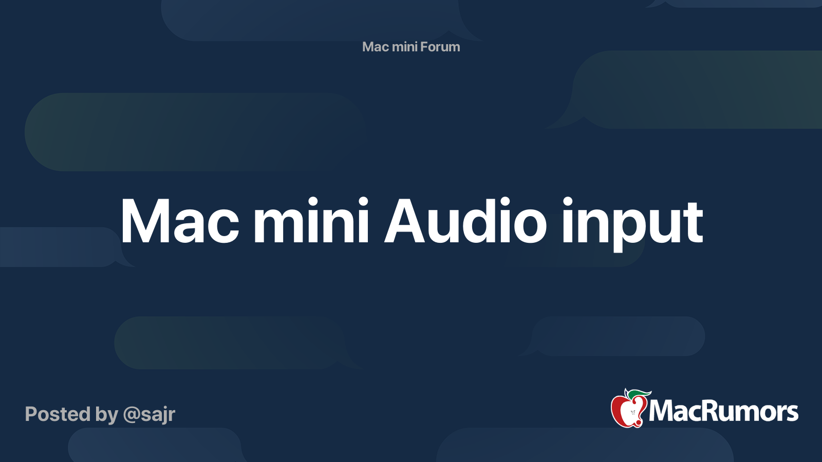 Mac mini Audio input | MacRumors Forums