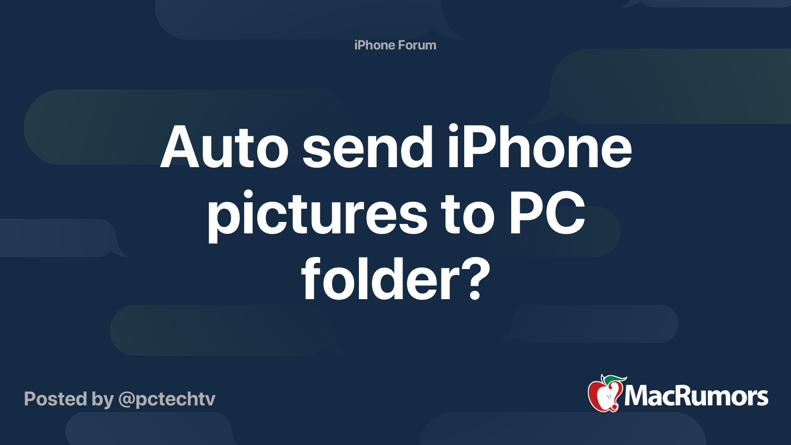 Auto send iPhone pictures to PC folder? | MacRumors Forums
