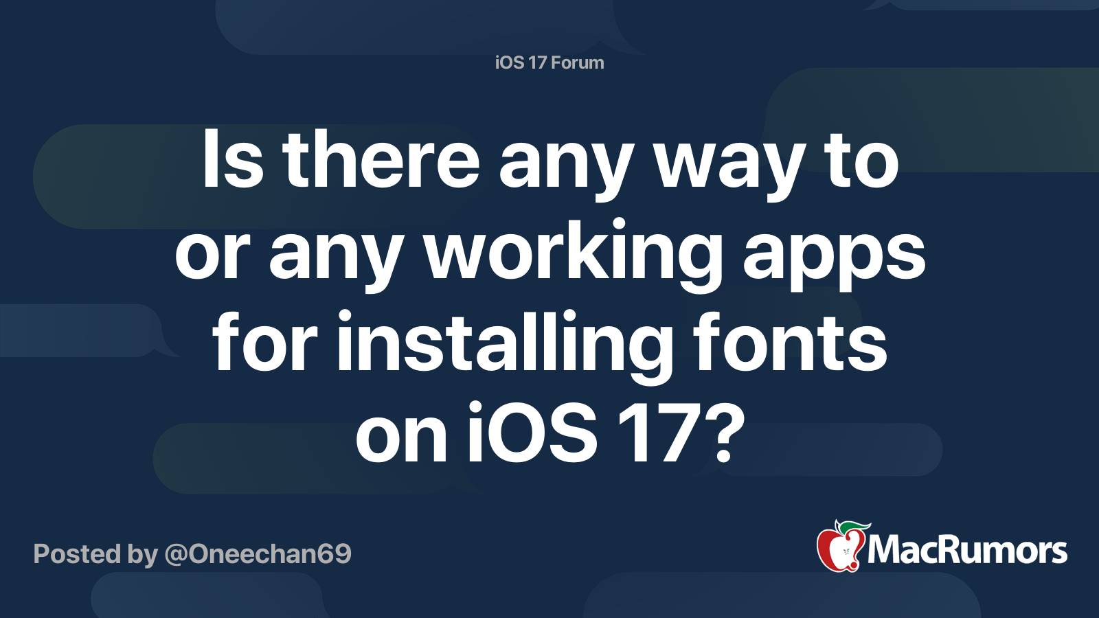 Is there any way to or any working apps for installing fonts on iOS 17? | MacRumors Forums