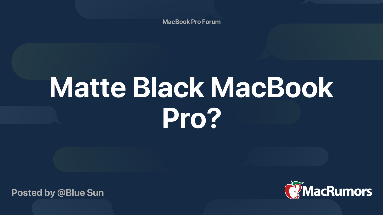 Matte Black MacBook Pro? | MacRumors Forums