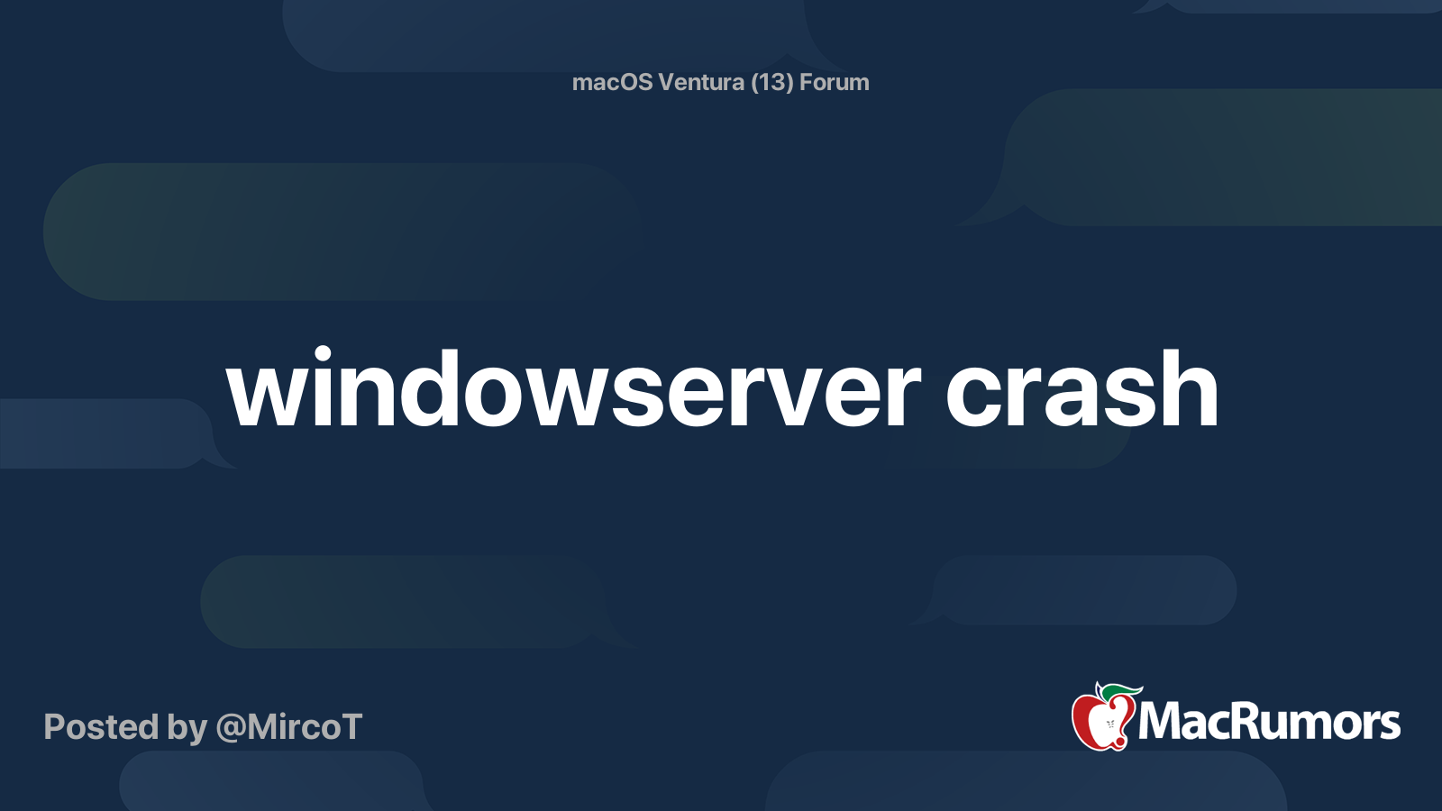 windowserver crash | MacRumors Forums