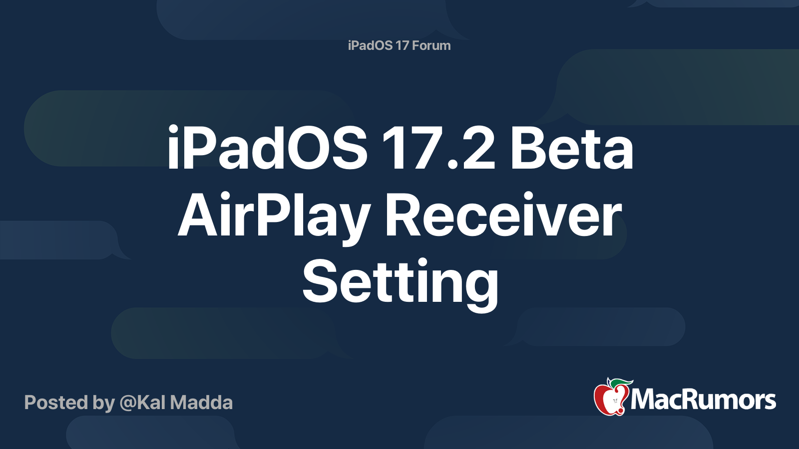 iPadOS 17.2 Beta AirPlay Receiver Setting | MacRumors Forums