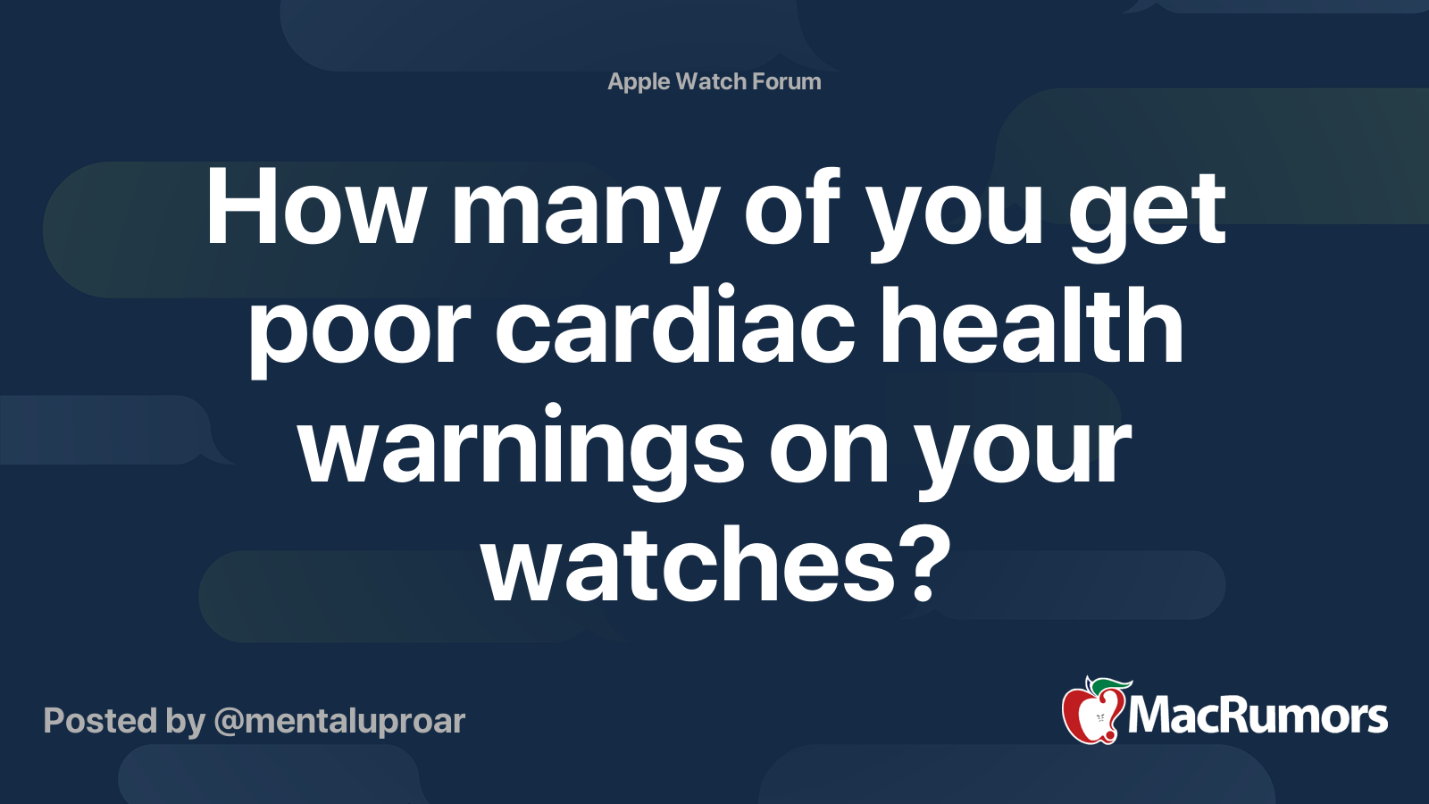 How many of you get poor cardiac health warnings on your watches ...