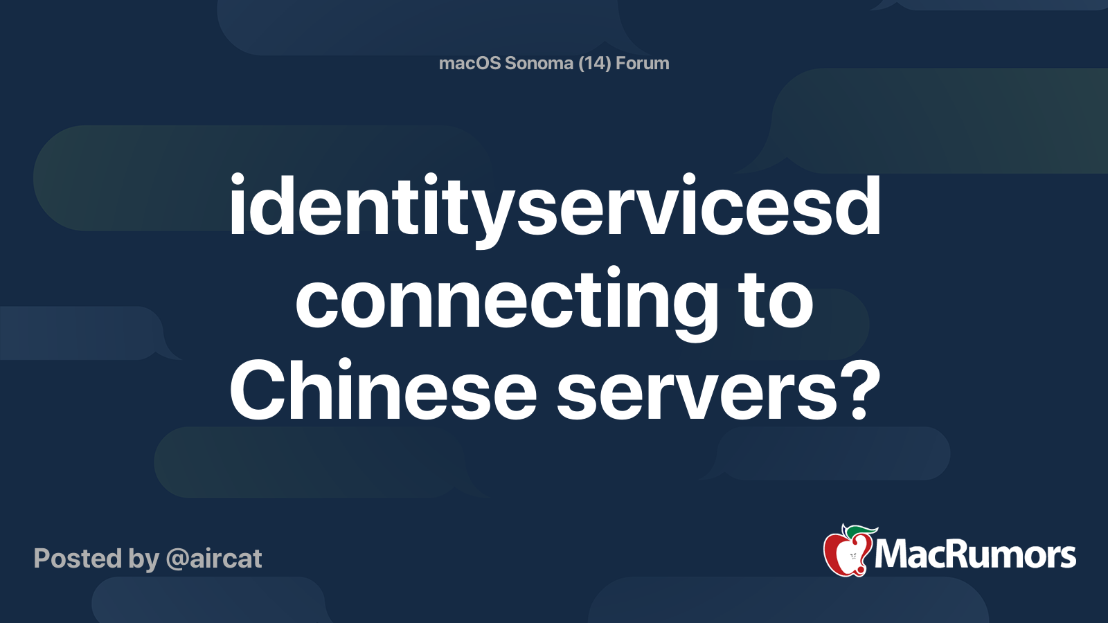 identityservicesd connecting to Chinese servers? | MacRumors Forums