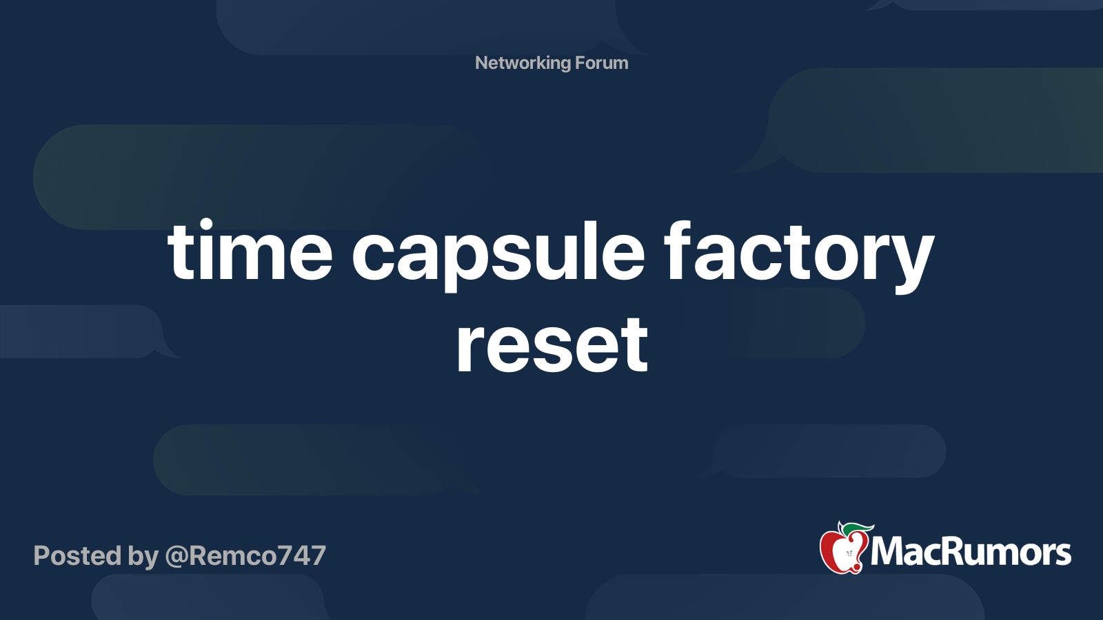 time capsule factory reset | MacRumors Forums