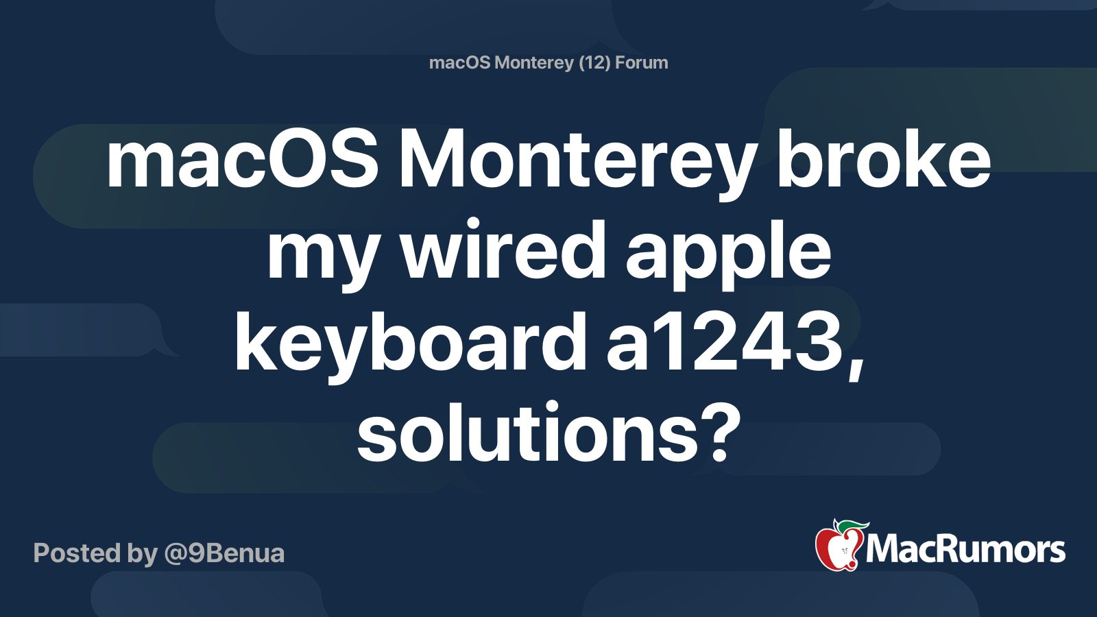 macOS Monterey broke my wired apple keyboard a1243, solutions? | MacRumors Forums