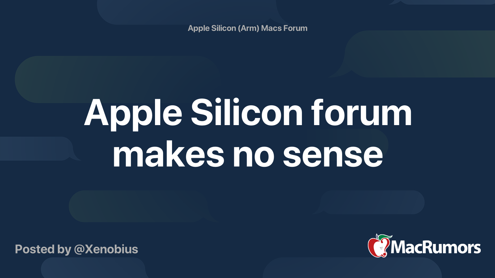 Apple Silicon forum makes no sense | MacRumors Forums