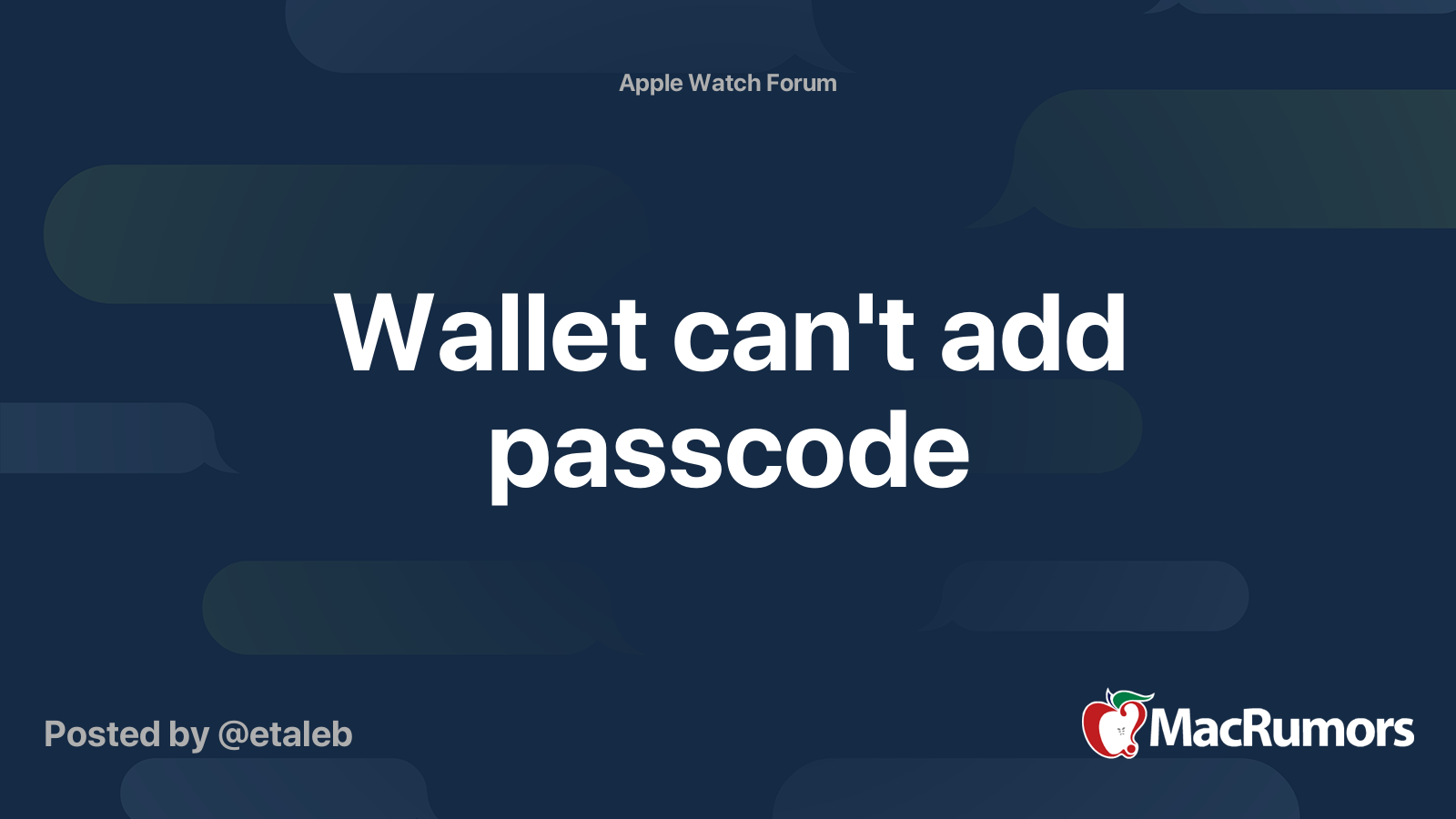 Wallet Cant Add Passcode Macrumors Forums 1438