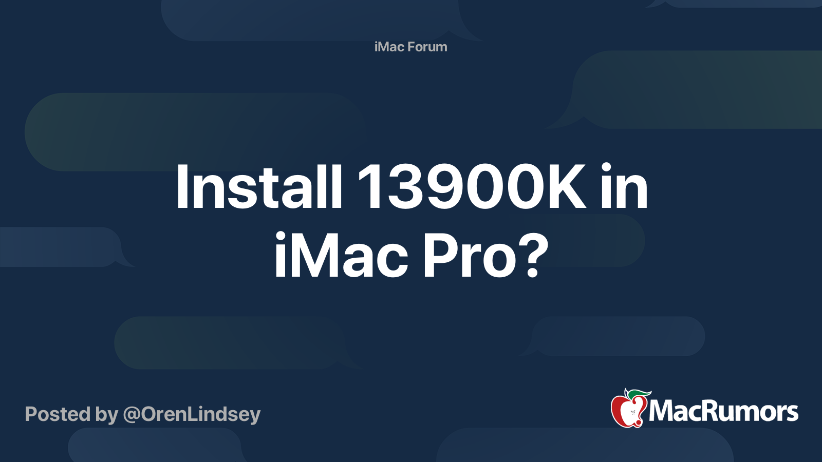 Install 13900K in iMac Pro? | MacRumors Forums