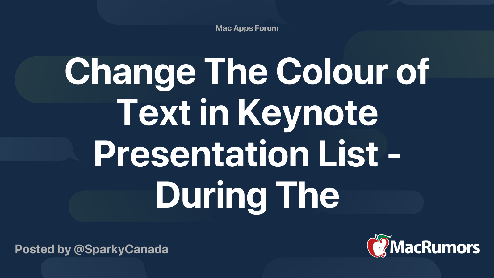 Change The Colour of Text in Keynote Presentation List - During The Presentation? | MacRumors Forums