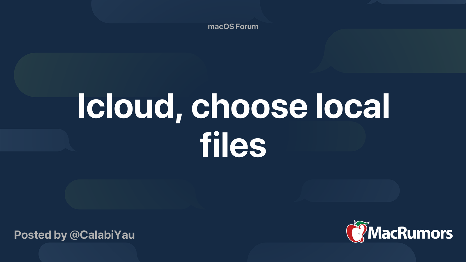 Icloud, choose local files | MacRumors Forums