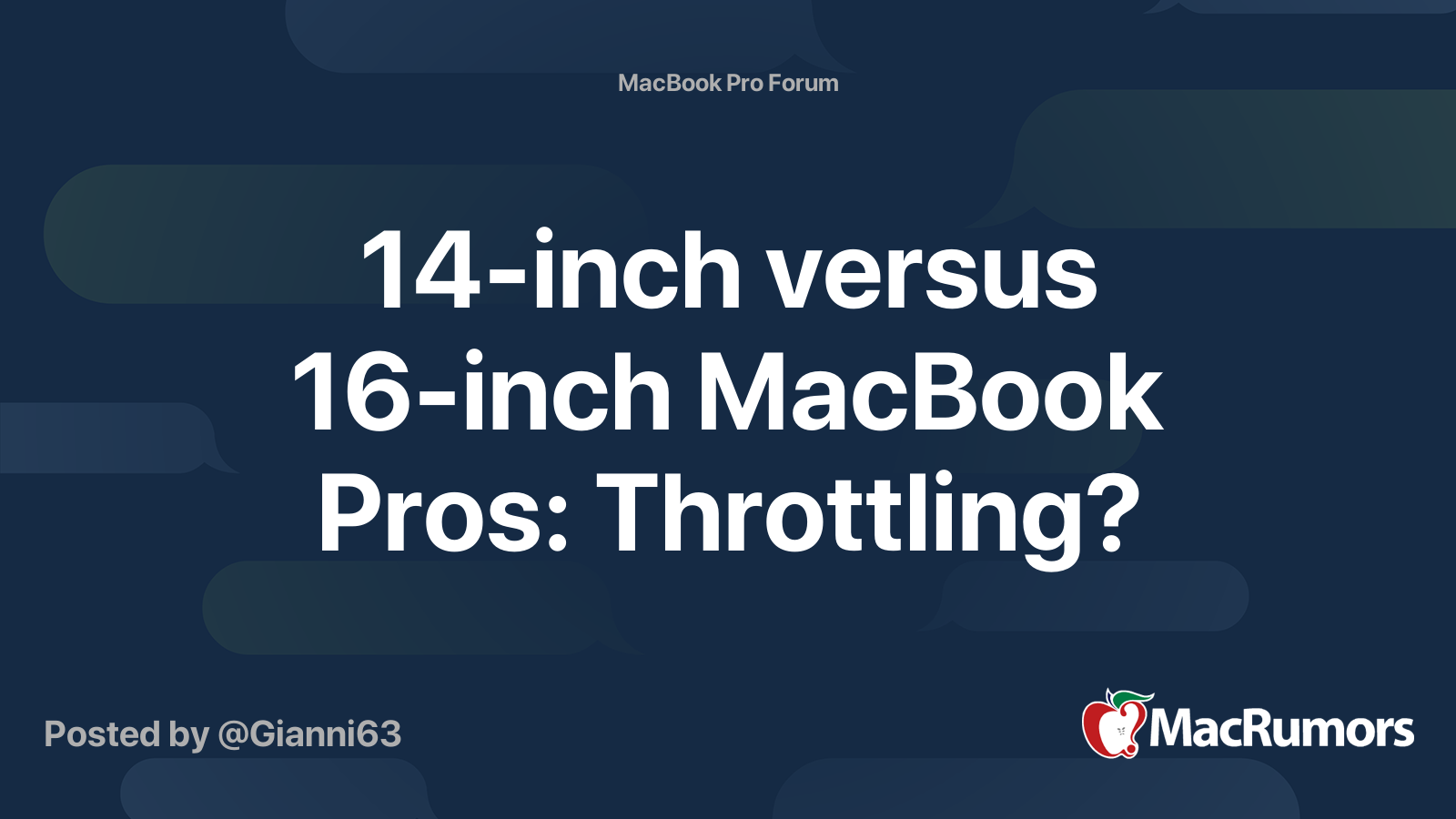 14-inch versus 16-inch MacBook Pros: Throttling? | MacRumors Forums