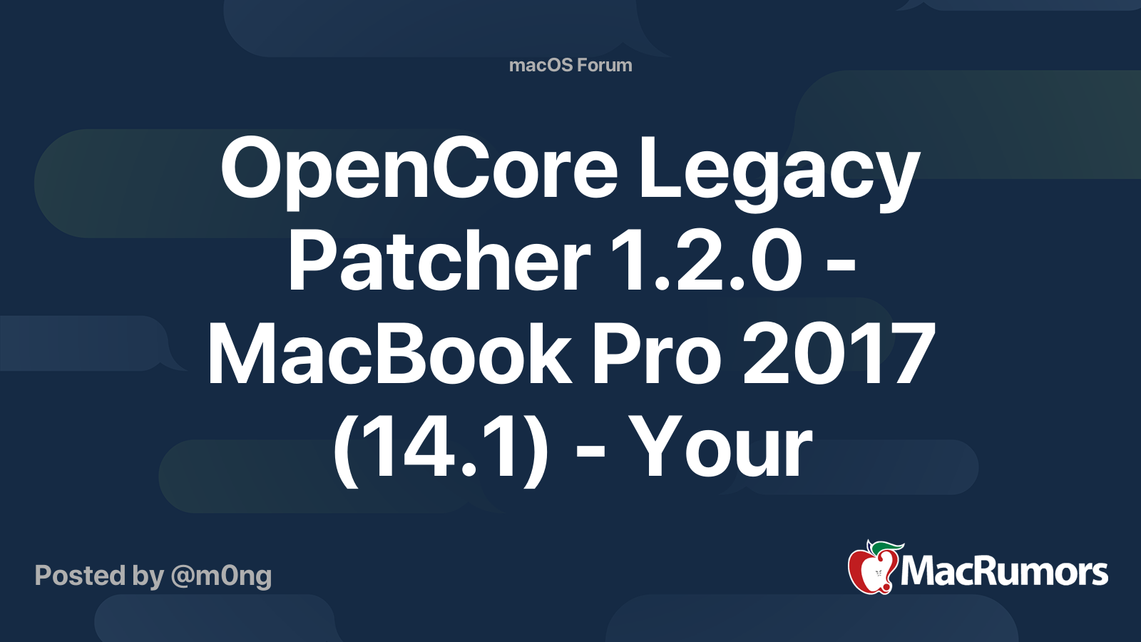 OpenCore Legacy Patcher 1.2.0 - MacBook Pro 2017 (14.1) - Your computer shut down because of a ...