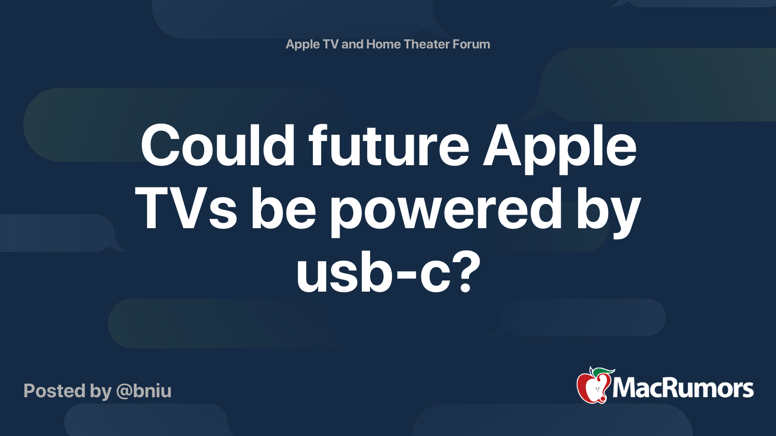 Could future Apple TVs be powered by usb-c? | MacRumors Forums