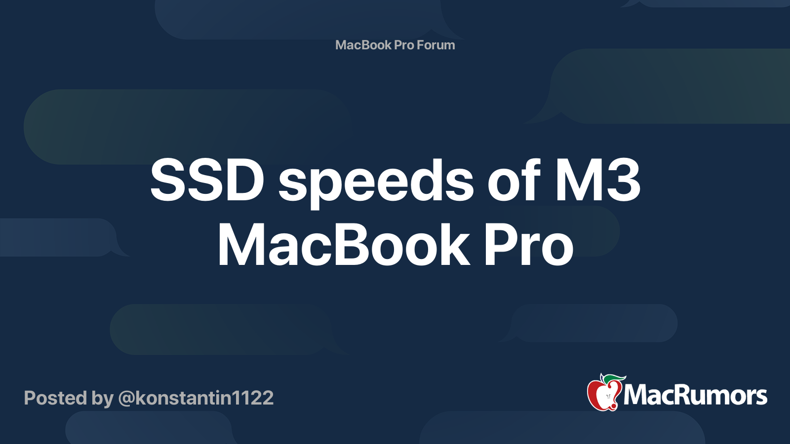 SSD speeds of M3 MacBook Pro | MacRumors Forums