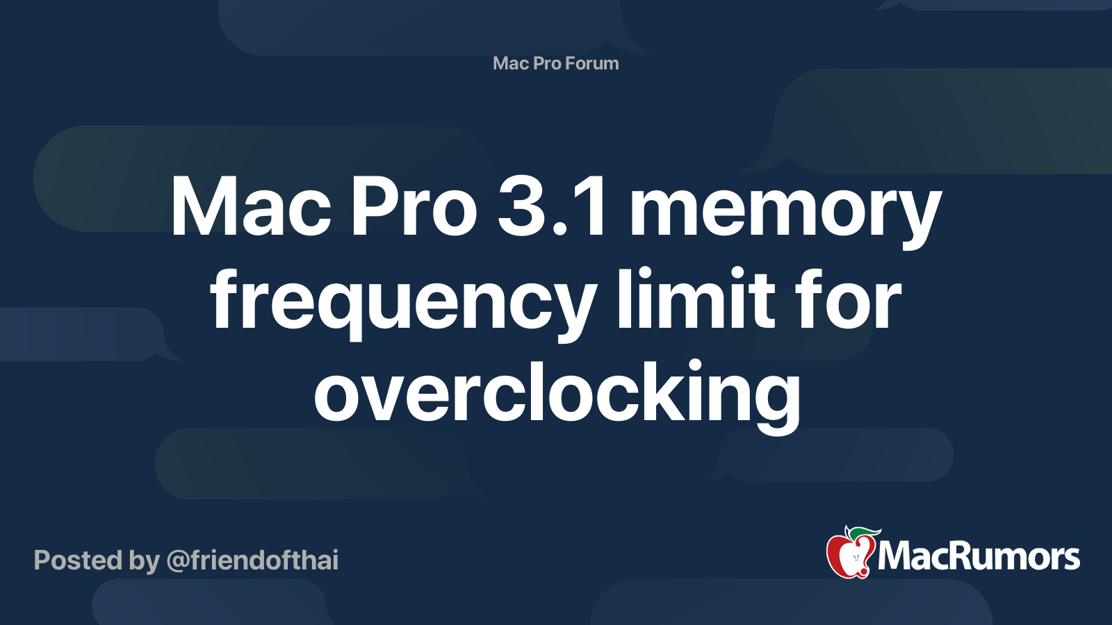 Mac Pro 3.1 memory frequency limit for overclocking | MacRumors Forums