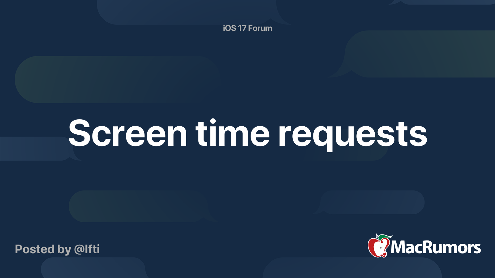 Screen time requests | MacRumors Forums