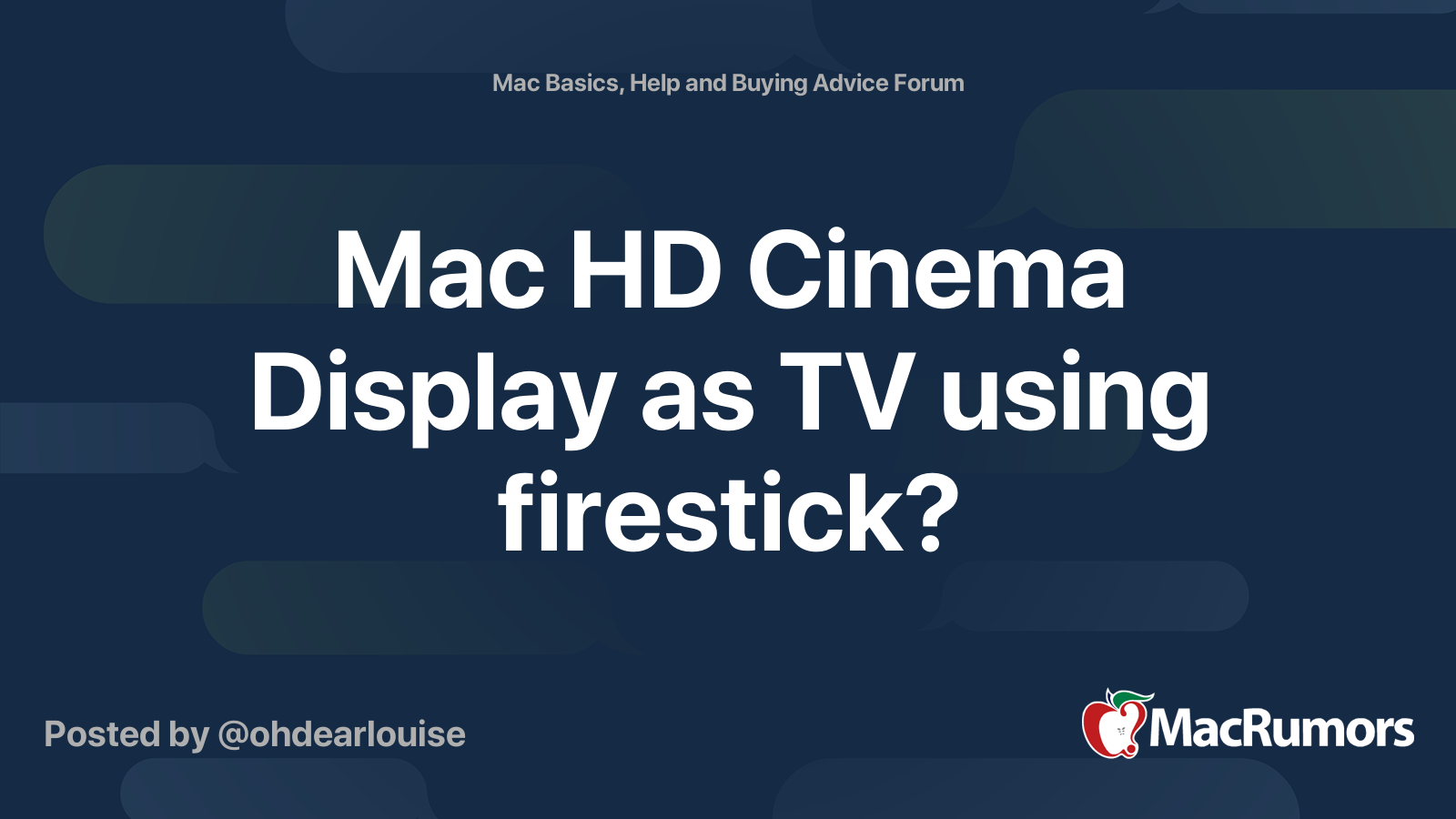 Mac HD Cinema Display as TV using firestick? | MacRumors Forums