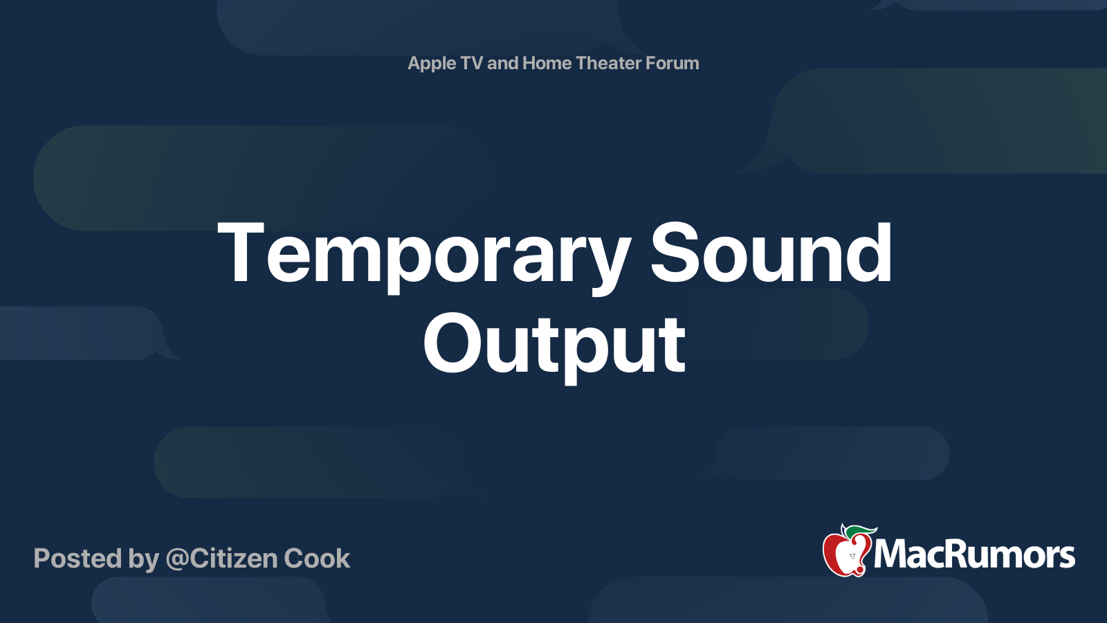 Temporary Sound Output | MacRumors Forums