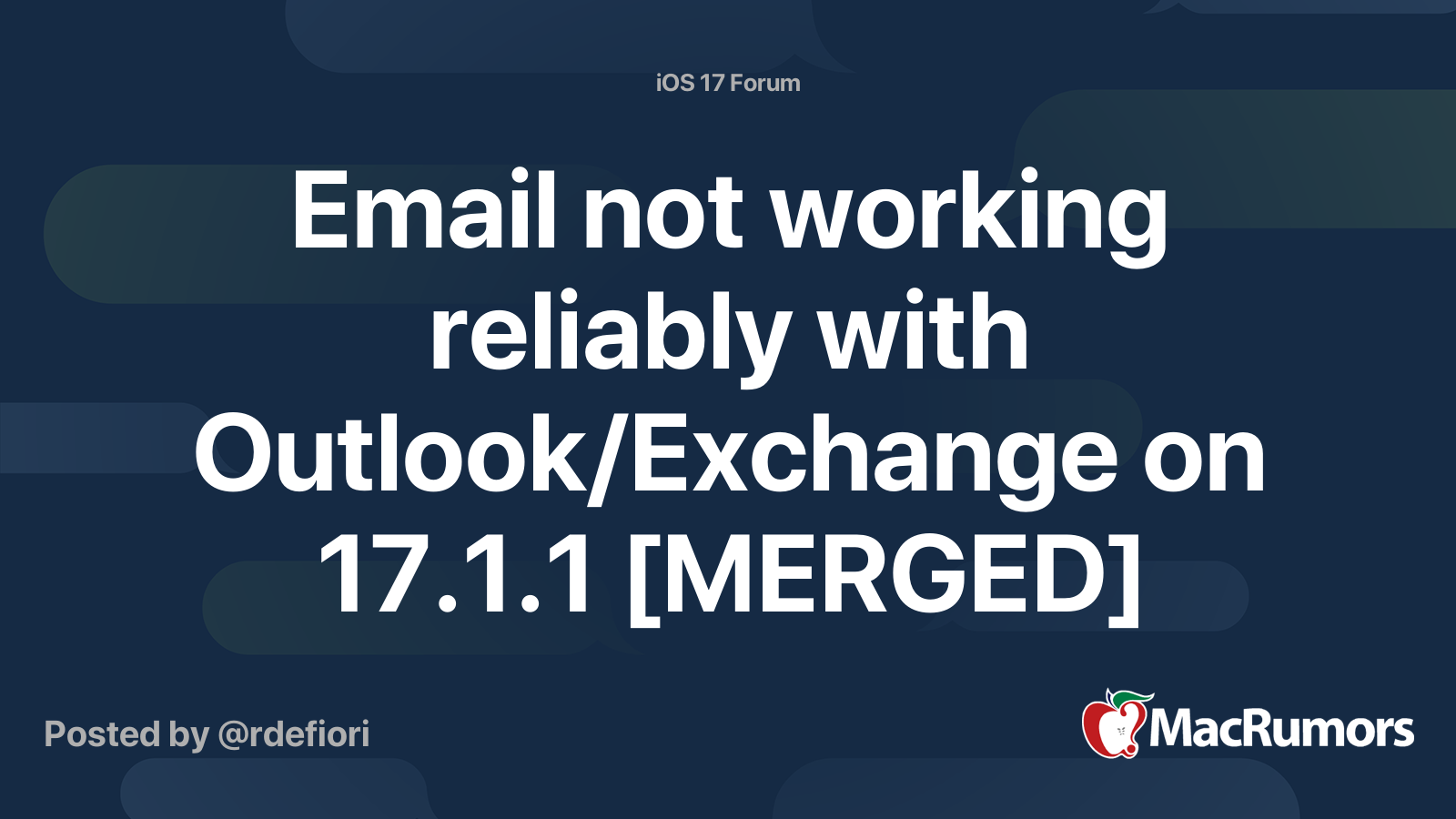 Email not working reliably with Outlook/Exchange on 17.1.1 [MERGED] | MacRumors Forums