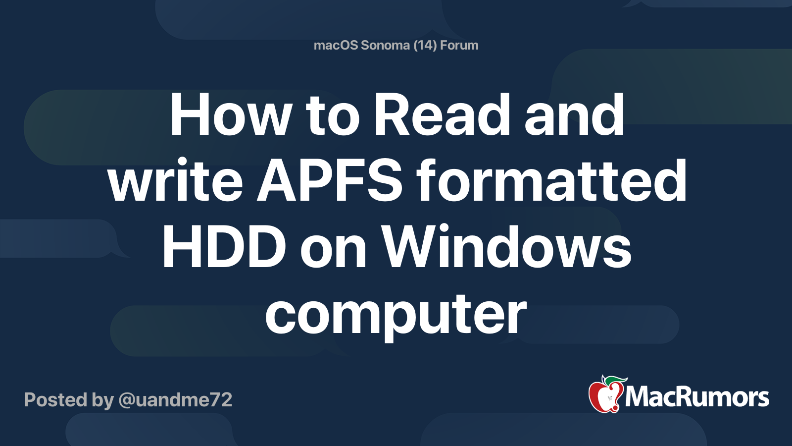 How to Read and write APFS formatted HDD on Windows computer ...