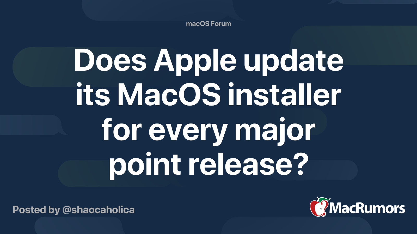 Does Apple update its MacOS installer for every major point release? | MacRumors Forums