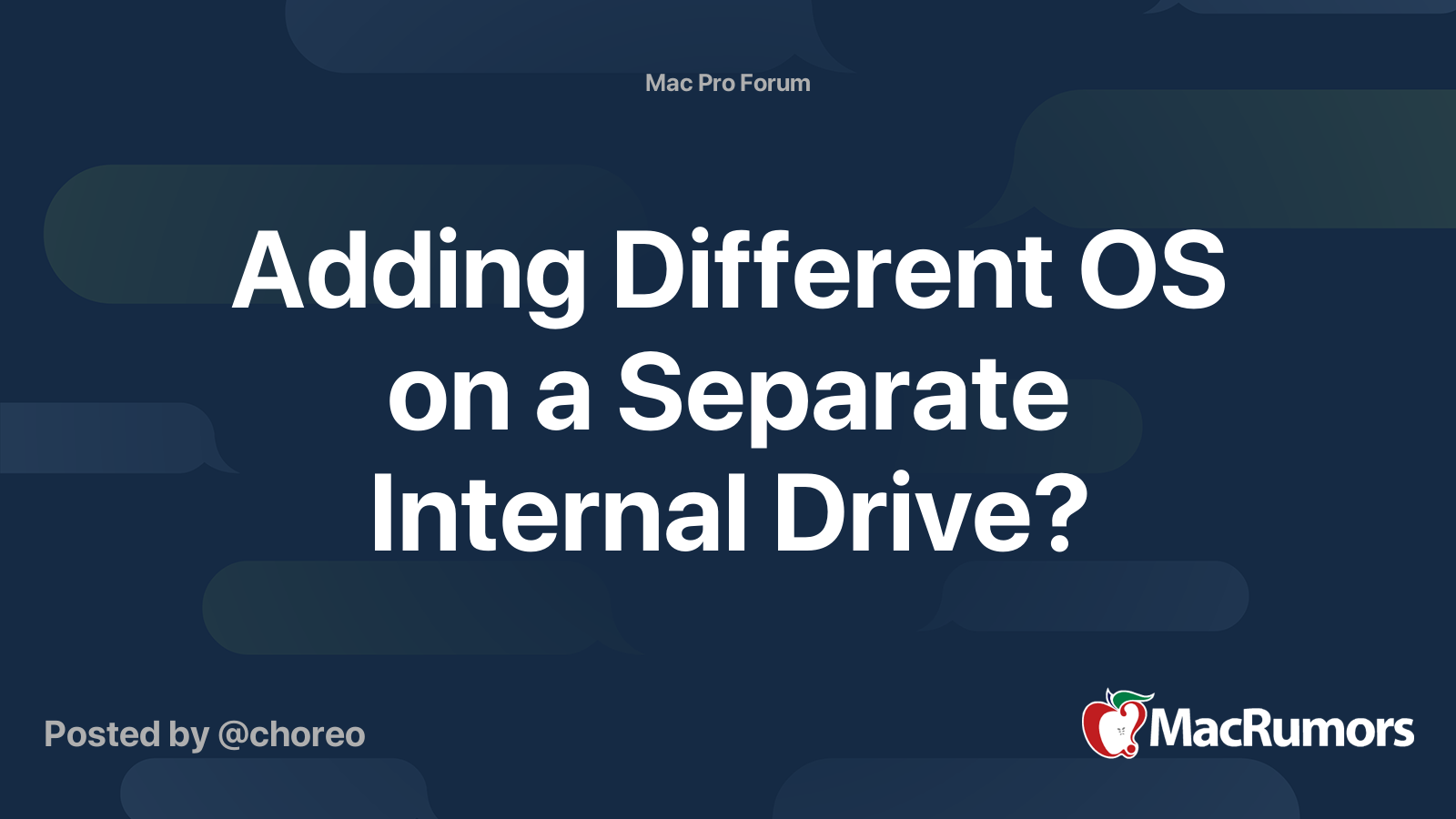 Adding Different OS on a Separate Internal Drive? | MacRumors Forums