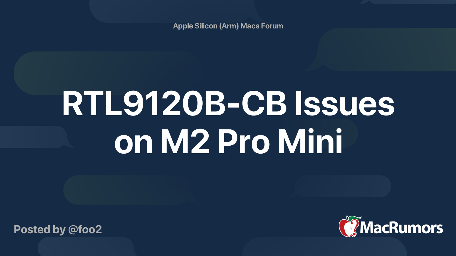 RTL9120B-CB Issues on M2 Pro Mini | MacRumors Forums