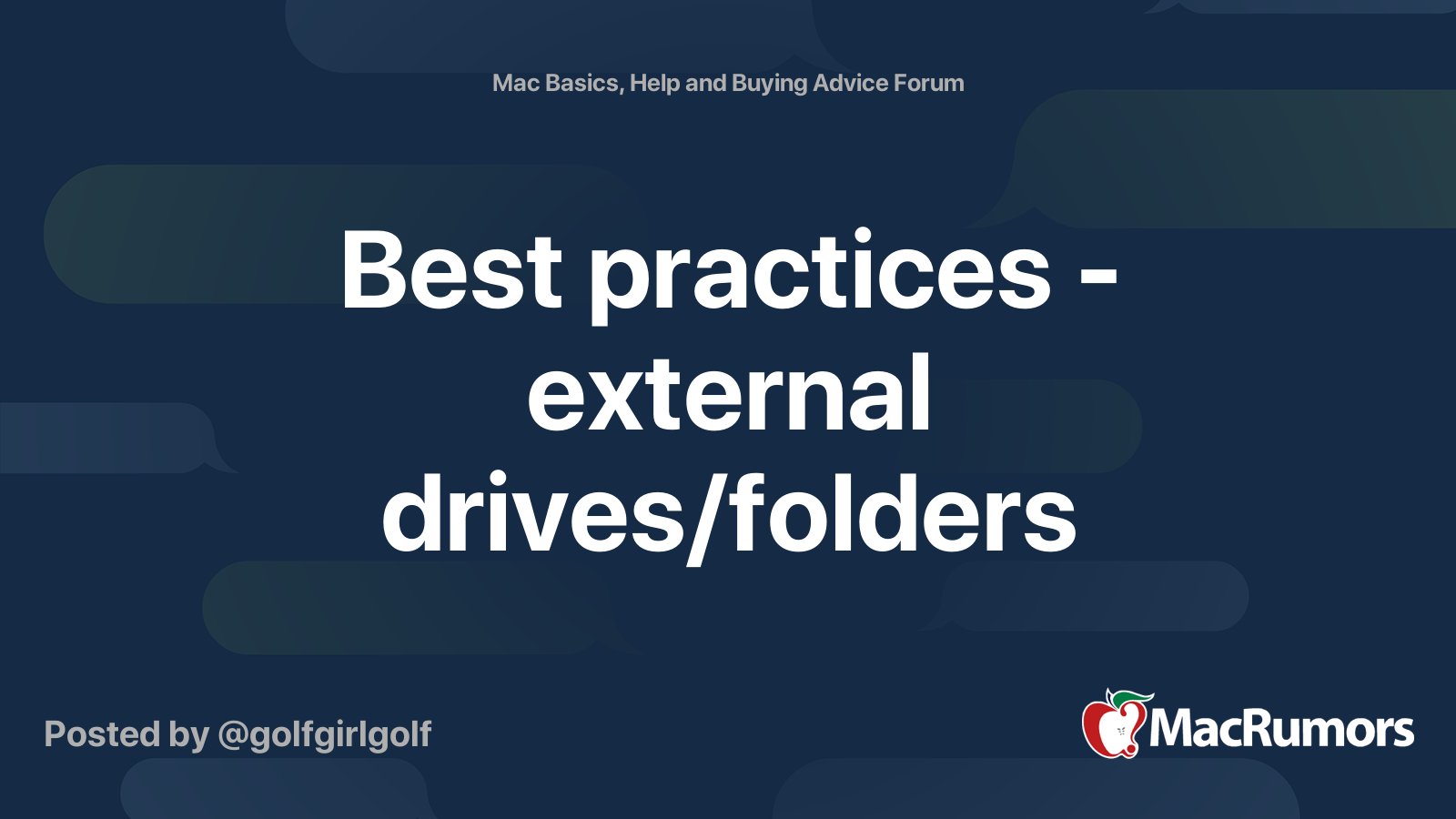 Best practices - external drives/folders | MacRumors Forums