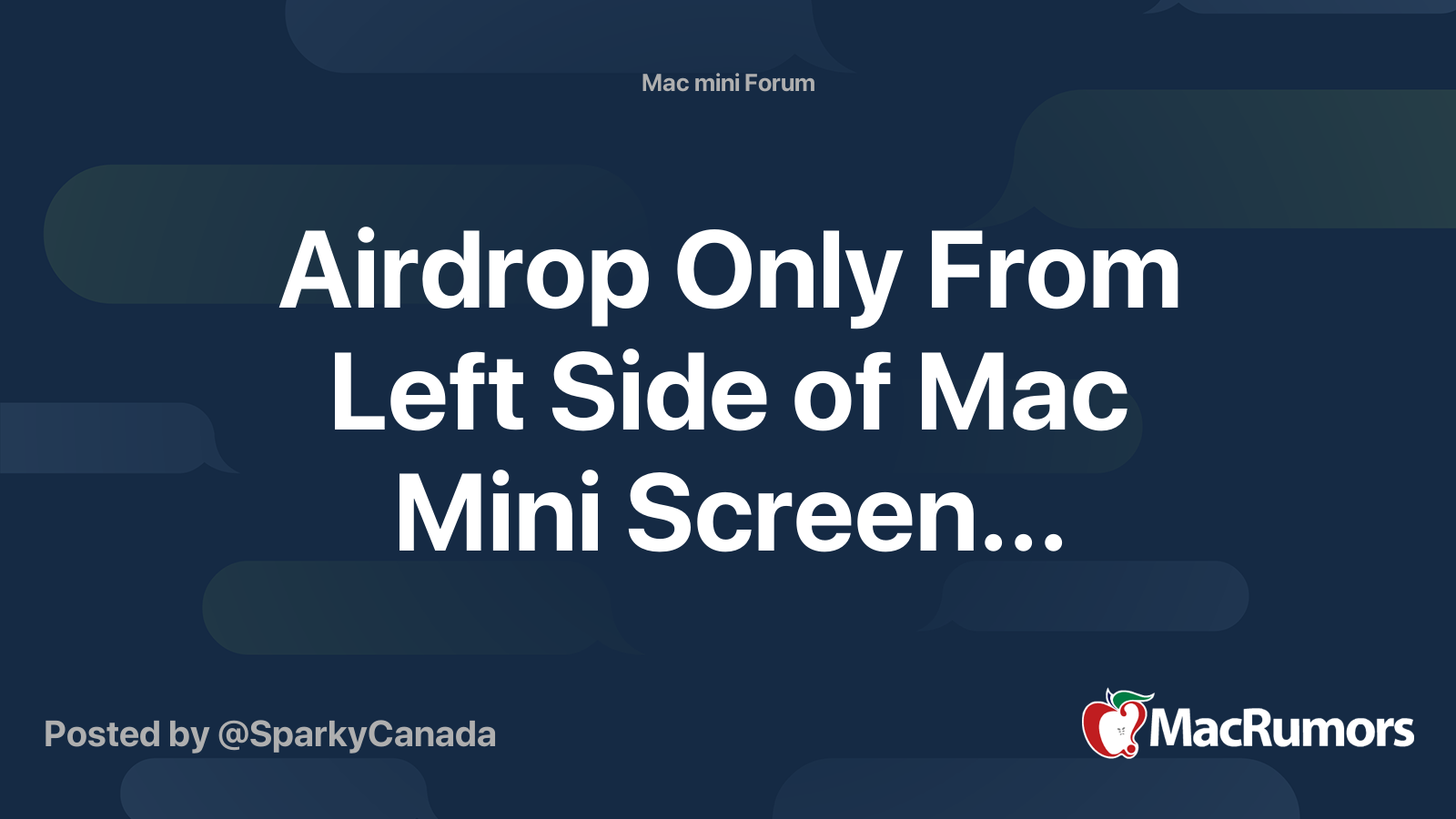 Airdrop Only From Left Side of Mac Mini Screen... | MacRumors Forums