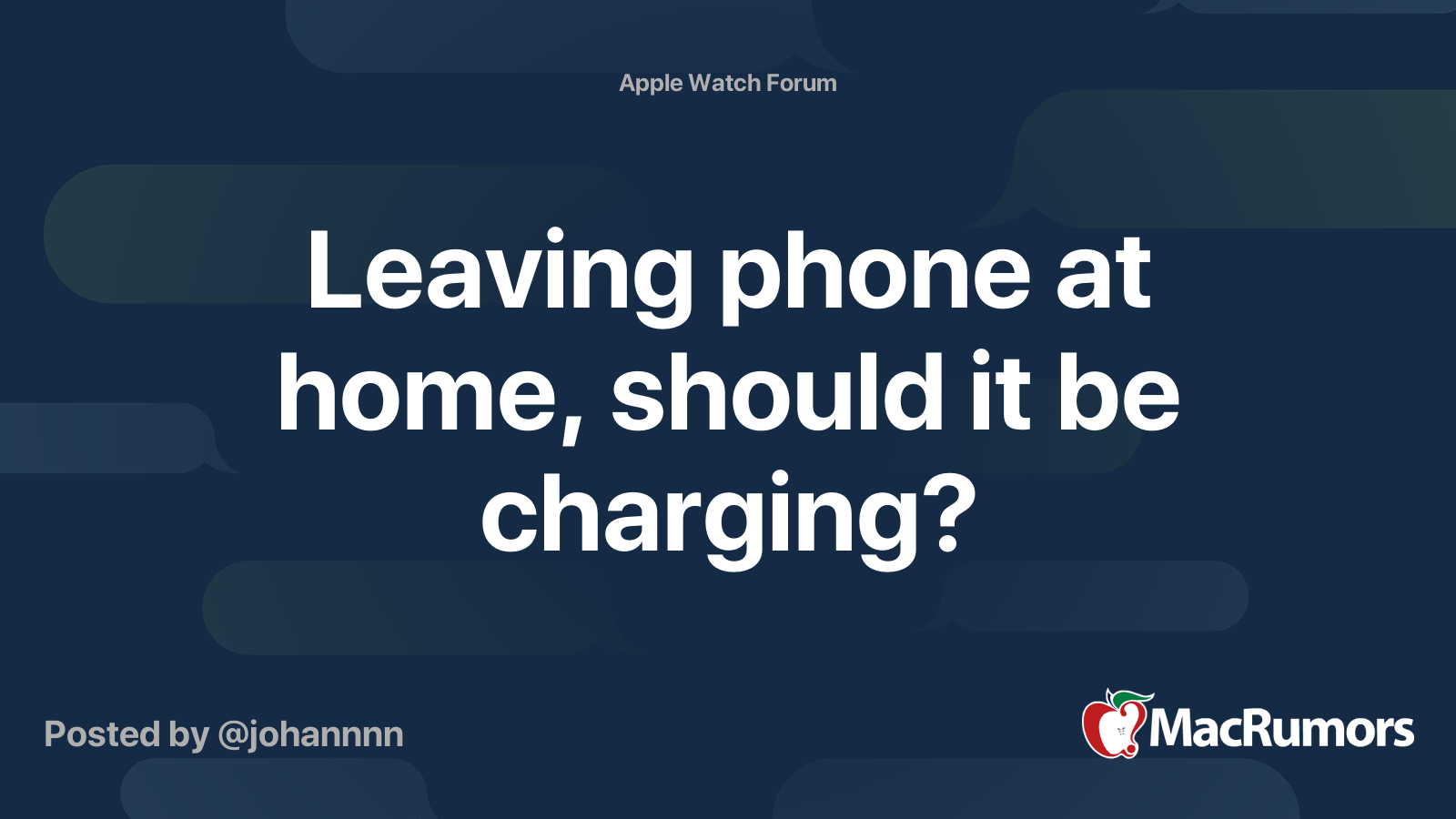 Leaving phone at home, should it be charging? | MacRumors Forums