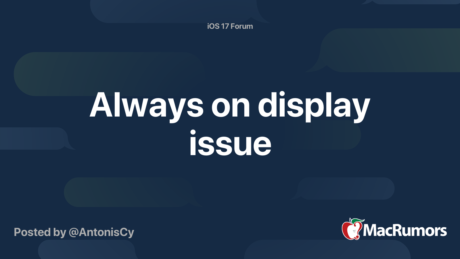 Always on display issue | MacRumors Forums