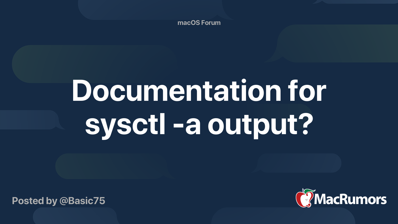 Documentation for sysctl -a output? | MacRumors Forums