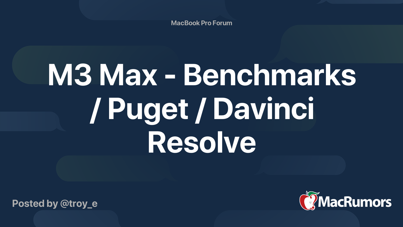 M3 Max - Benchmarks / Puget / Davinci Resolve | MacRumors Forums