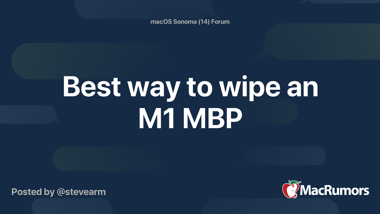 Best way to wipe an M1 MBP | MacRumors Forums
